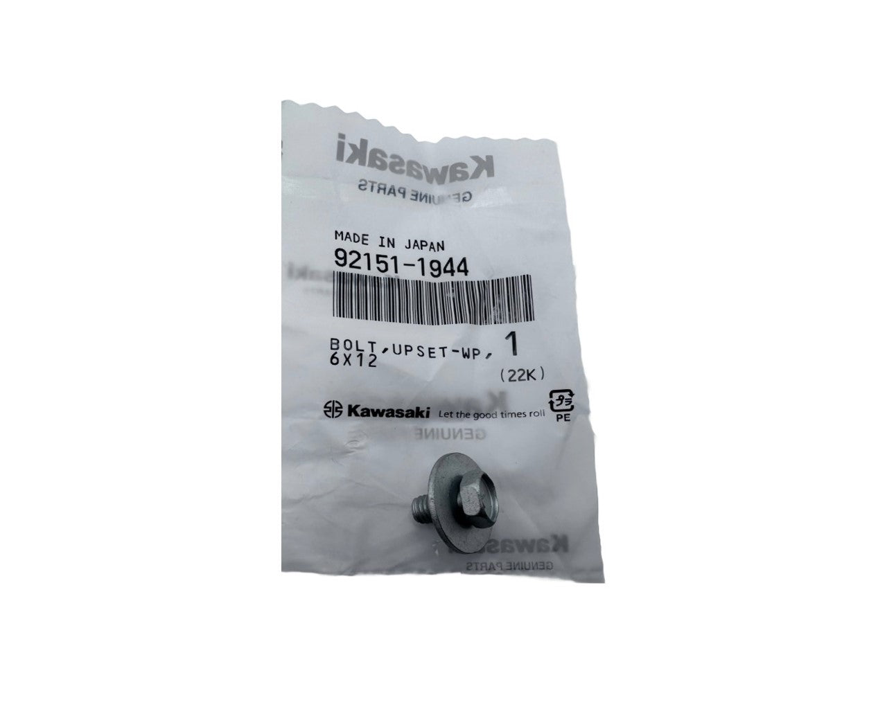 Kawasaki Bolt 6x12mm with fender washer Multi-Fit 92151-1944 – Koup's ...